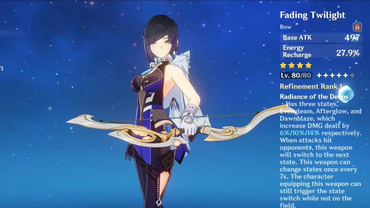 Genshin Impact Fading Twilight bow Ascension materials, stats, Refine ability, who should use ...